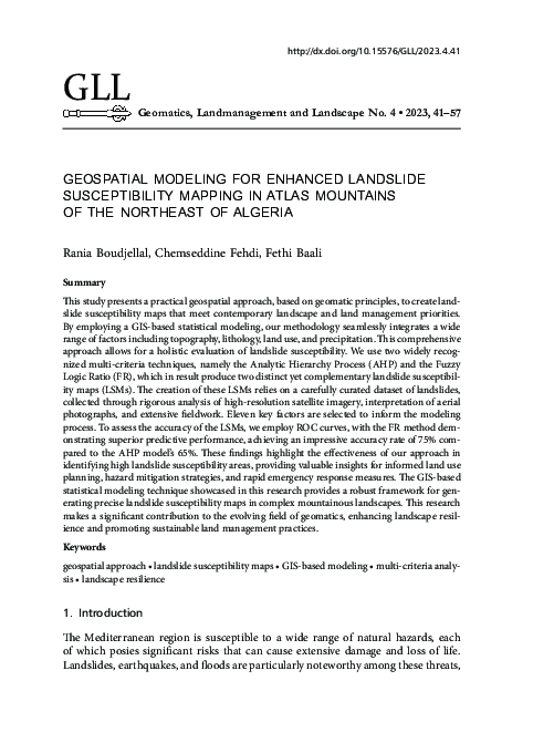 (PDF) Geospatial modeling for enhanced landslide susceptibility mapping in atlas mountains of ...