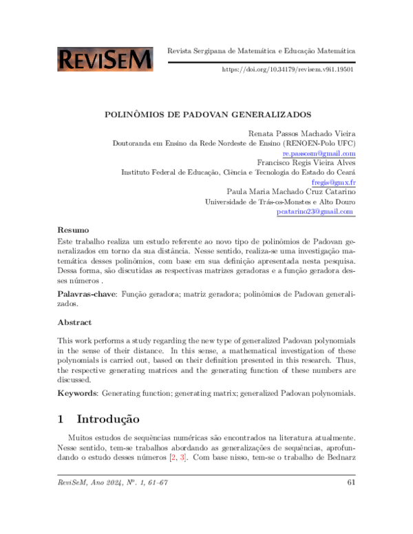 (PDF) Polinômios De Padovan Generalizados