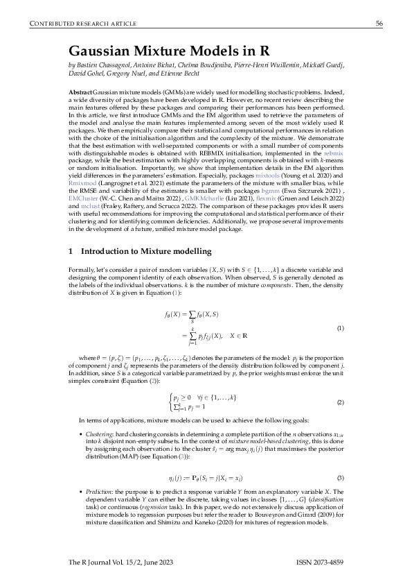 (PDF) Gaussian Mixture Models in R