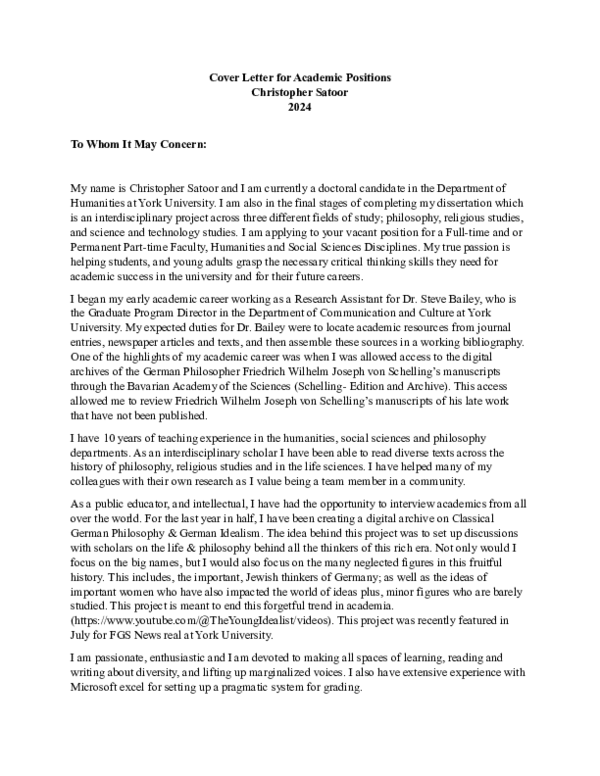 (PDF) Cover Letter Template for Future Academic Positions