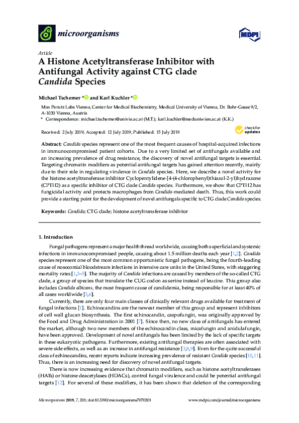 (PDF) A Histone Acetyltransferase Inhibitor with Antifungal Activity ...