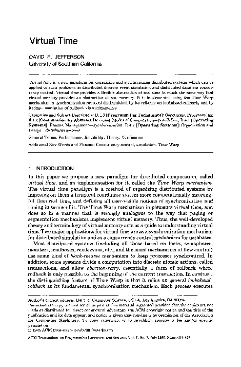 (PDF) Virtual time