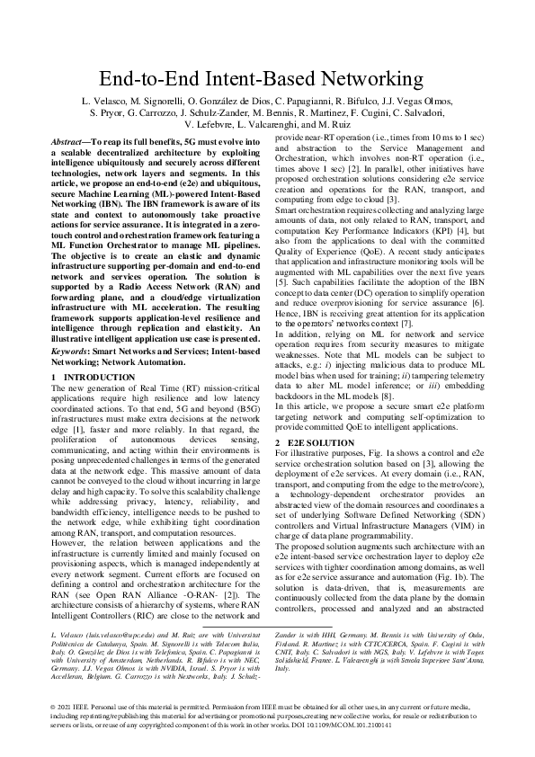 (PDF) End-to-End Intent-Based Networking | luis carlos velasco - Academia.edu
