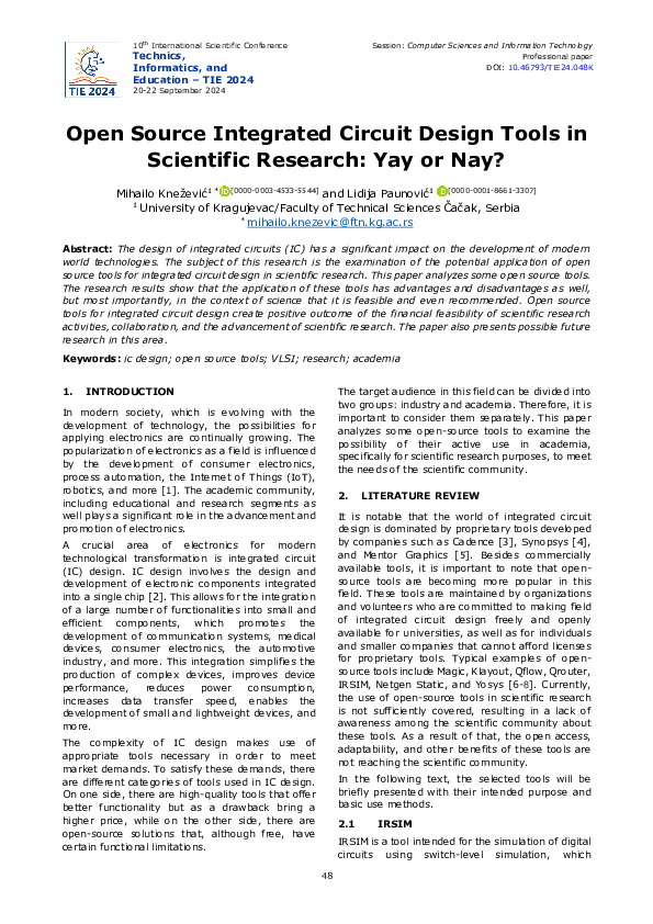 (PDF) Open Source Integrated Circuit Design Tools in Scientific ...