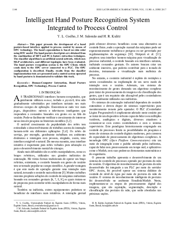 (PDF) Intelligent Hand Posture Recognition System Integrated to Process Control