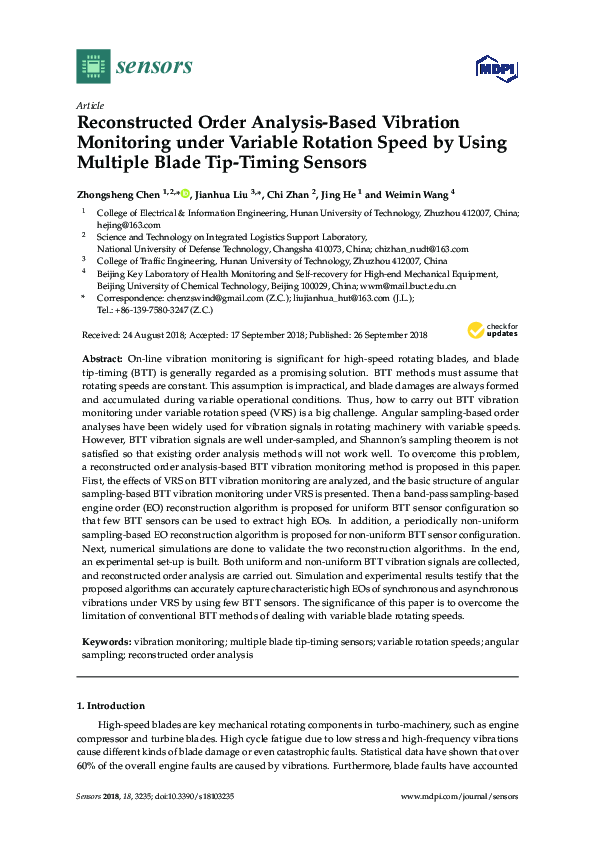 (PDF) Reconstructed Order Analysis-Based Vibration Monitoring under Variable Rotation Speed by ...