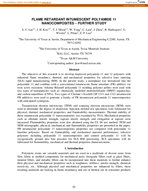 (PDF) Flame retardant intumescent polyamide 11 nanocomposites - Further ...