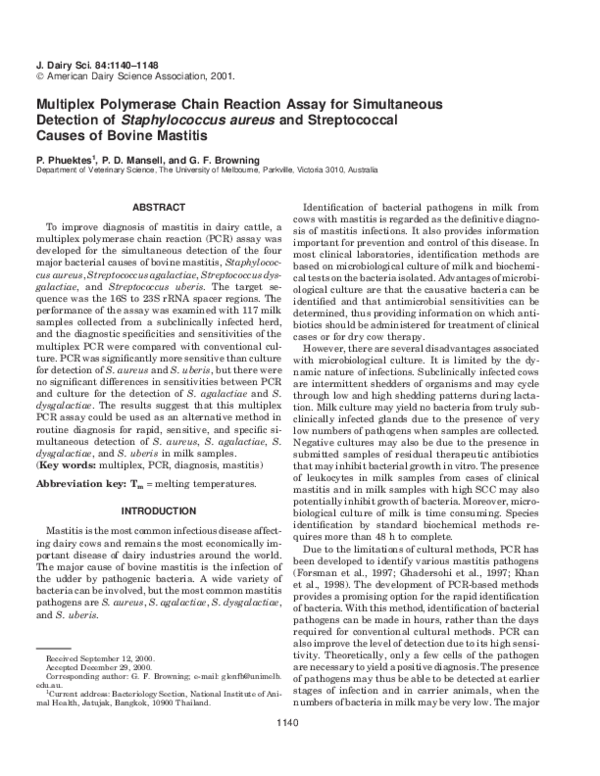 Pdf Multiplex Polymerase Chain Reaction Assay For Simultaneous Detection Of Staphylococcus