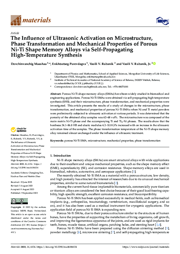 (PDF) The Influence of Ultrasonic Activation on Microstructure, Phase Transformation and ...