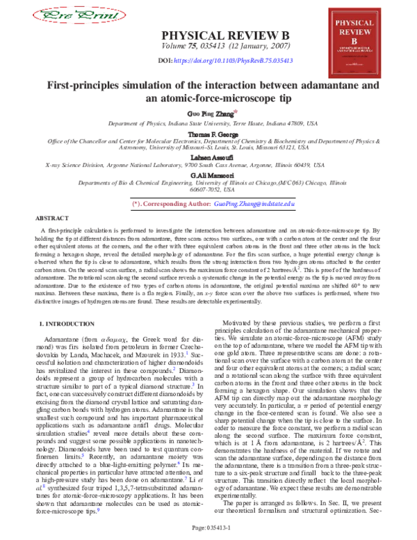 (PDF) First-principles simulation of the interaction between adamantane and an atomic-force ...