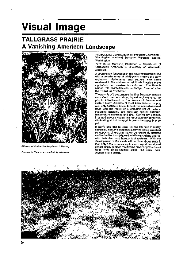 (PDF) Tallgrass prairie a vanishing American landscape