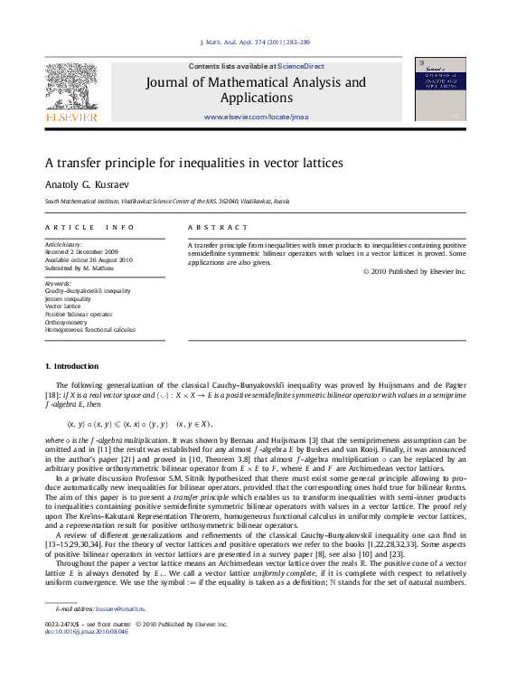 (PDF) A transfer principle for inequalities in vector lattices ...
