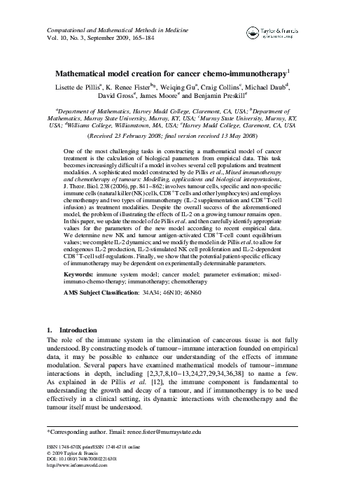 (PDF) Mathematical Model Creation for Cancer Chemo-Immunotherapy ...