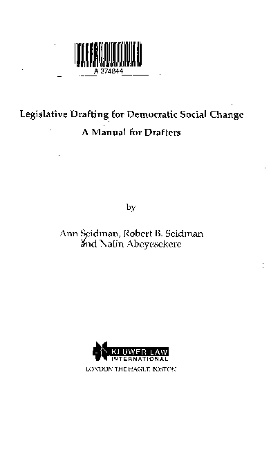 (PDF) Legislative Drafting for Democratic Social Change: A Manual for Drafters