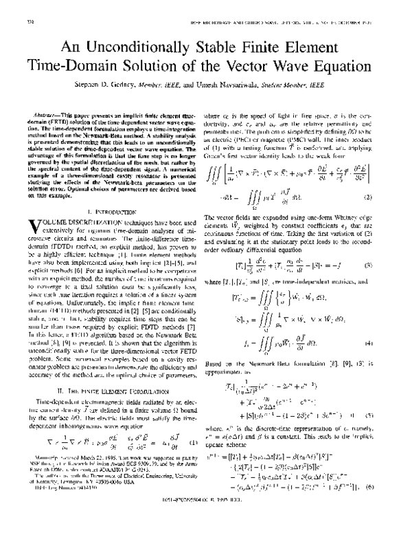 (PDF) An unconditionally stable finite element time-domain solution of ...