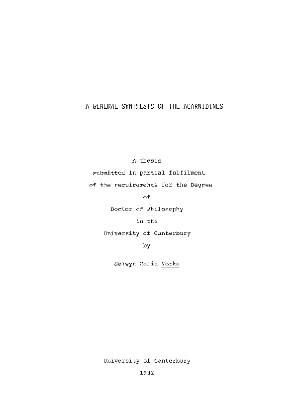 (PDF) A general synthesis of the acarnidines | Murray Munro - Academia.edu