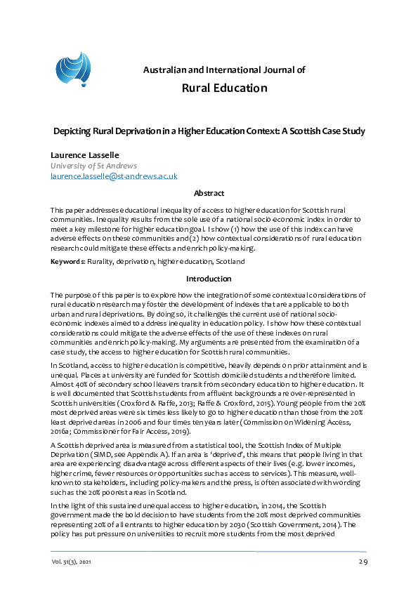 (PDF) Depicting Rural Deprivation in a Higher Education Context ...