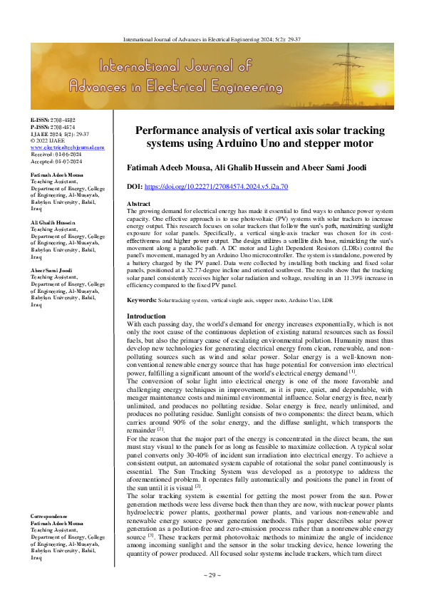 (PDF) Performance analysis of vertical axis solar tracking systems ...