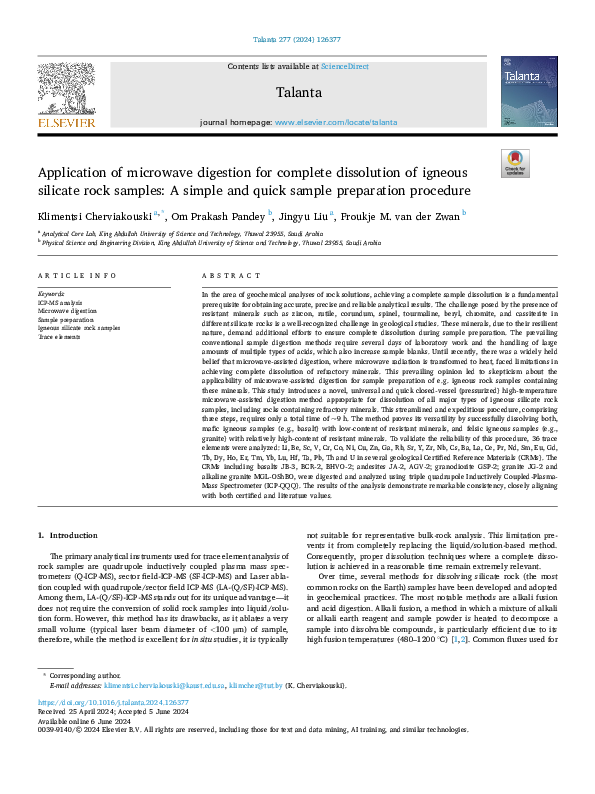 (PDF) Application of microwave digestion for complete dissolution of ...