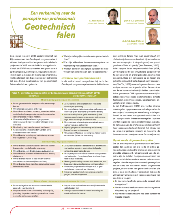 (PDF) Geotechnisch falen, een verkenning naar de perceptie van ...