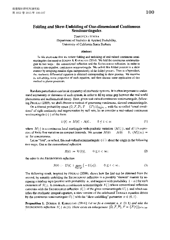 (PDF) Folding and Skew-Unfolding of One-dimensional Continuous