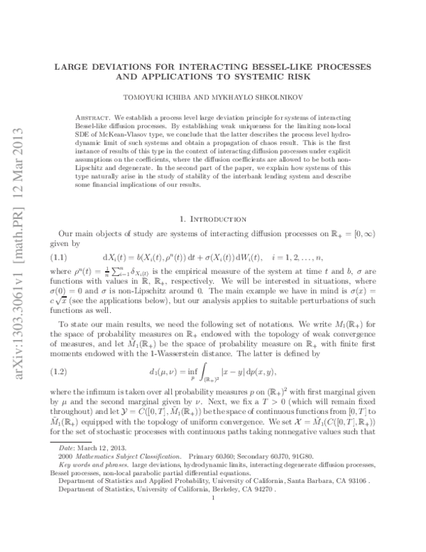 (PDF) Large deviations for interacting Bessel-like processes and applications to systemic risk