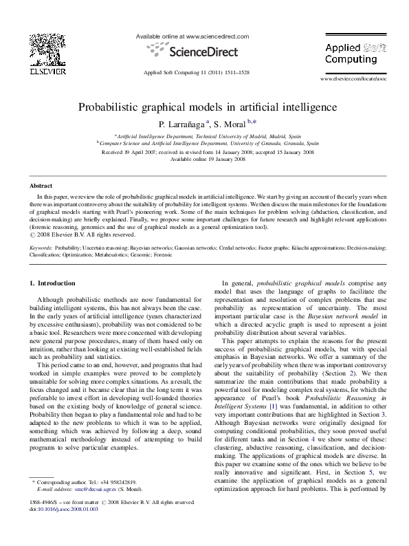 (PDF) Probabilistic graphical models in artificial intelligence