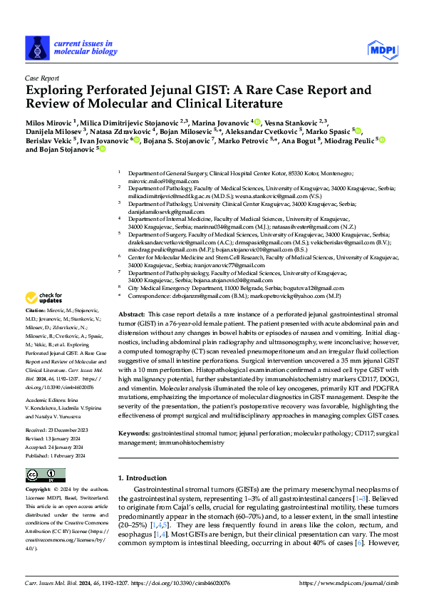 (PDF) Exploring Perforated Jejunal GIST: A Rare Case Report and Review of Molecular and Clinical ...