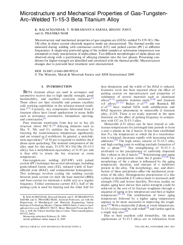 (PDF) Microstructure and Mechanical Properties of Gas-Tungsten-Arc ...