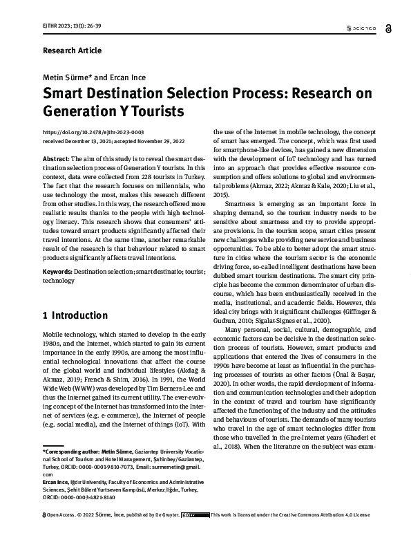 (PDF) Smart Destination Selection Process: Research on Generation Y ...