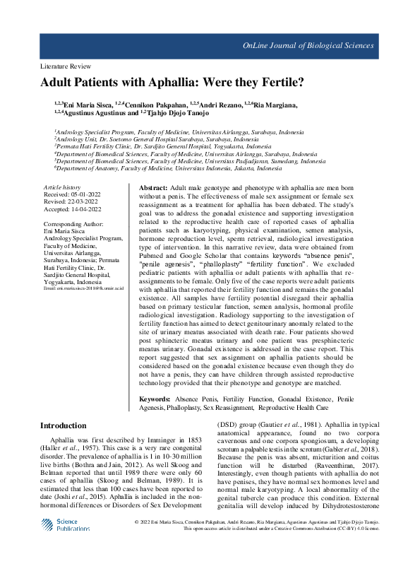 (PDF) Adult Patients with Aphallia: Were they Fertile? | Andri Rezano ...
