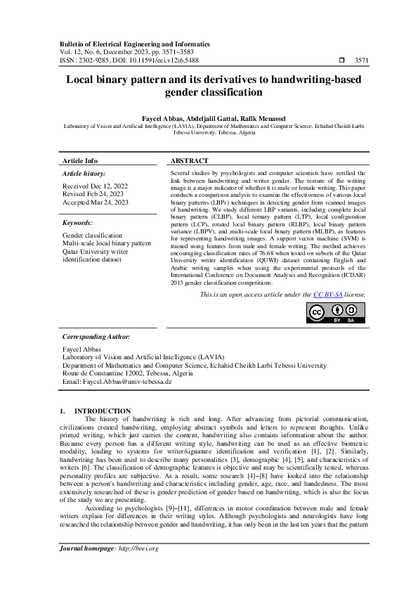 (PDF) Local binary pattern and its derivatives to handwriting-based ...