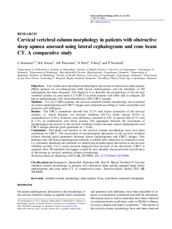 (PDF) Cervical vertebral column morphology in patients with obstructive ...