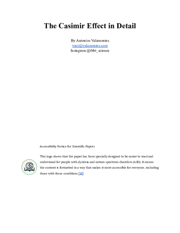 (PDF) The Casimir Effect in Detail