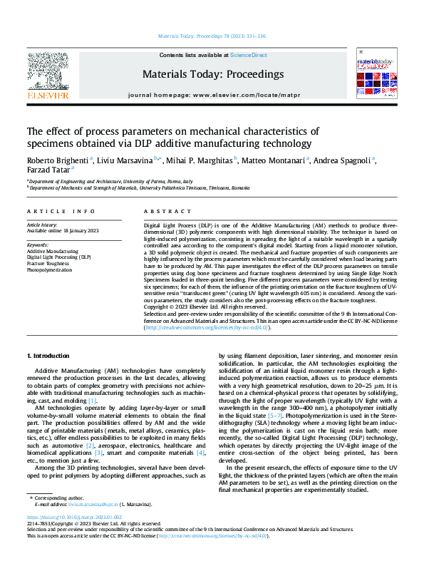 (PDF) The effect of process parameters on mechanical characteristics of ...