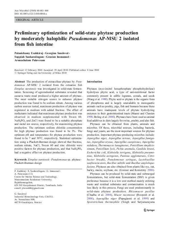 (PDF) Preliminary optimization of solid-state phytase production by moderately halophilic ...