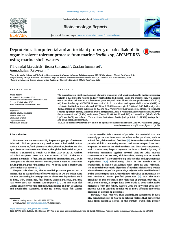 (PDF) Deproteinization potential and antioxidant property of ...
