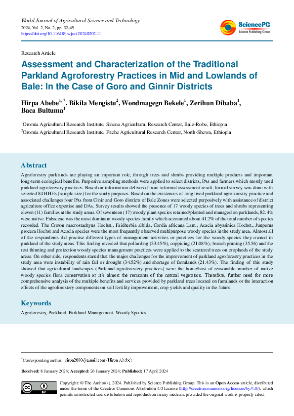 (PDF) Assessment and Characterization of the Traditional Parkland ...