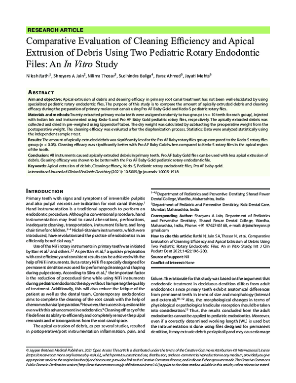(PDF) Comparative Evaluation of Cleaning Efficiency and Apical ...