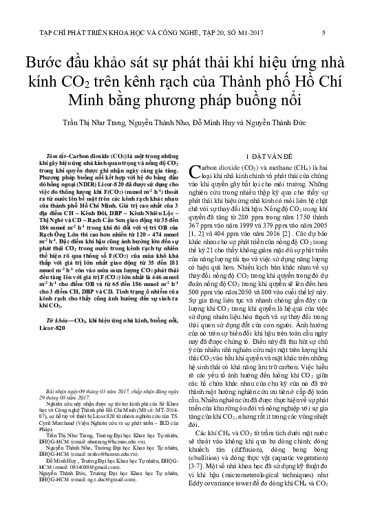 (PDF) Surveying emissions of greenhouse gas CO2 in the canals of Ho Chi ...