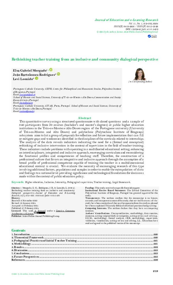 (PDF) Rethinking teacher training from an inclusive and community dialogical perspective