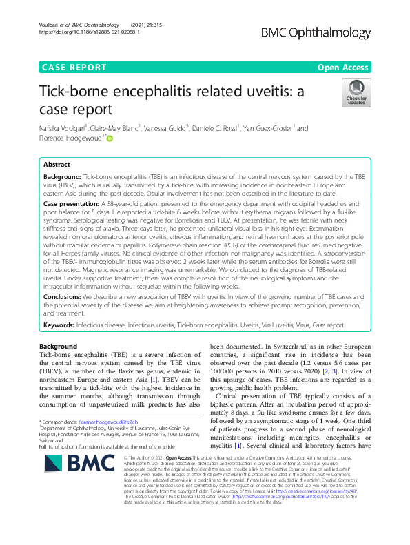 (PDF) Tick-borne encephalitis related uveitis: a case report