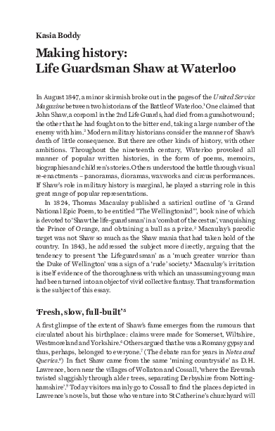 (PDF) Making history: Life Guardsman Shaw at Waterloo