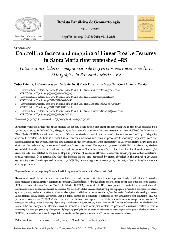 (PDF) Controlling factors and mapping of linear erosive features in ...
