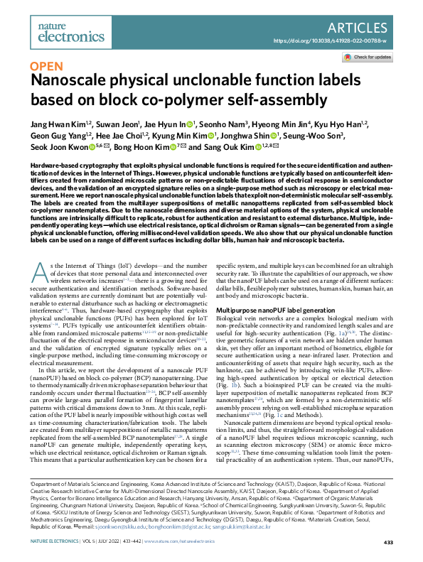 (PDF) Nanoscale physical unclonable function labels based on block copolymer self-assembly ...