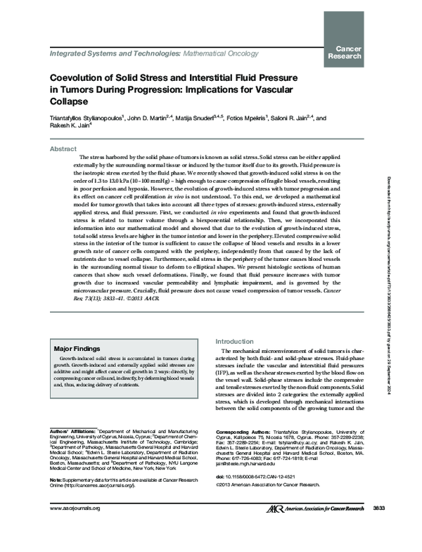 (PDF) Coevolution of Solid Stress and Interstitial Fluid Pressure in ...