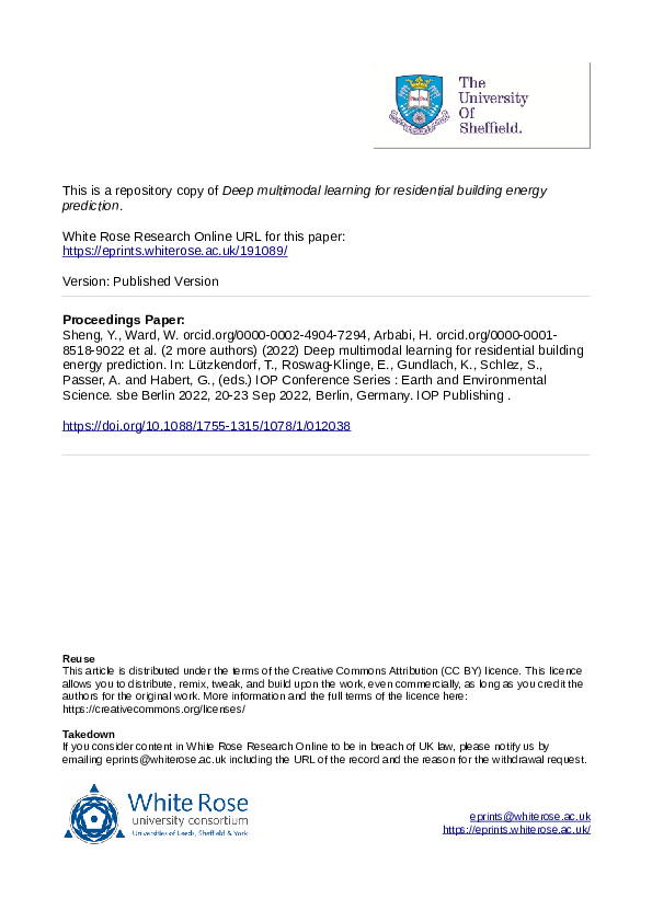 (PDF) Deep multimodal learning for residential building energy prediction