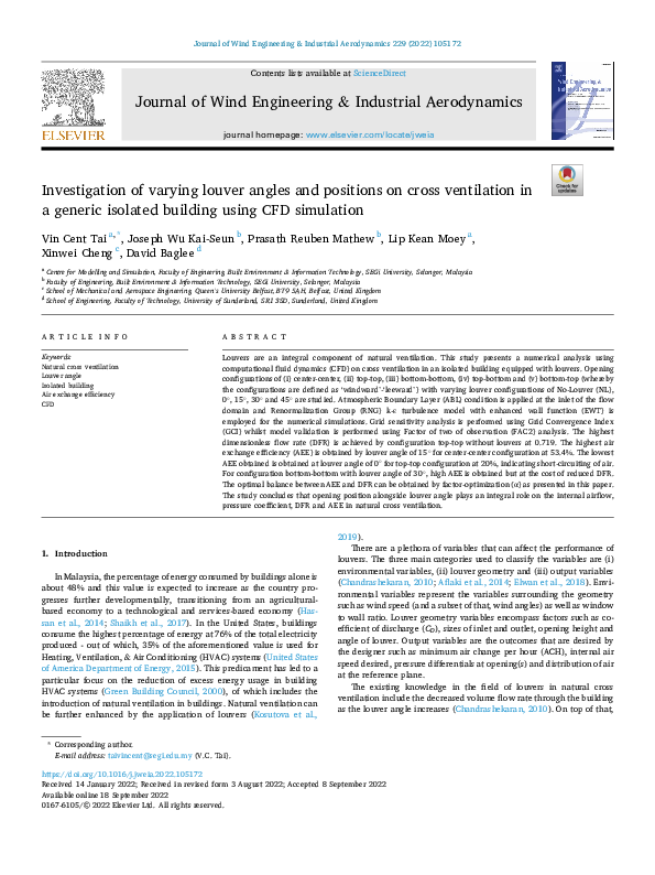 (PDF) Investigation of varying louver angles and positions on cross ...