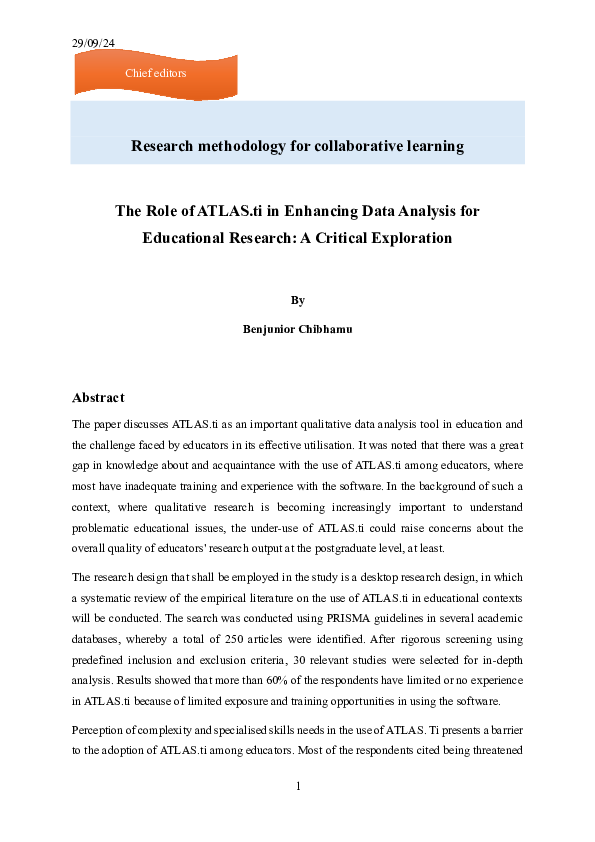 (PDF) Research methodology for collaborative learning The Role of ATLAS.ti in Enhancing Data ...