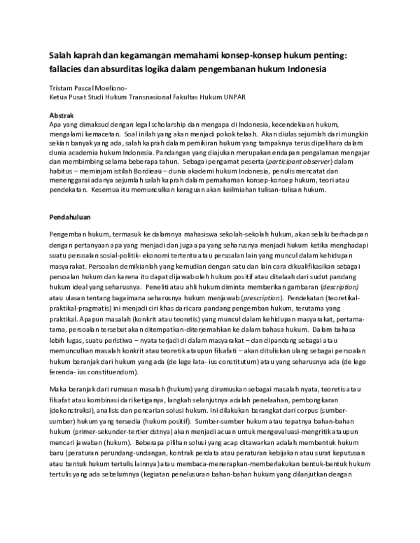 (PDF) Salah kaprah dan kegamangan memahami konsep-konsep hukum penting: fallacies dan absurditas ...